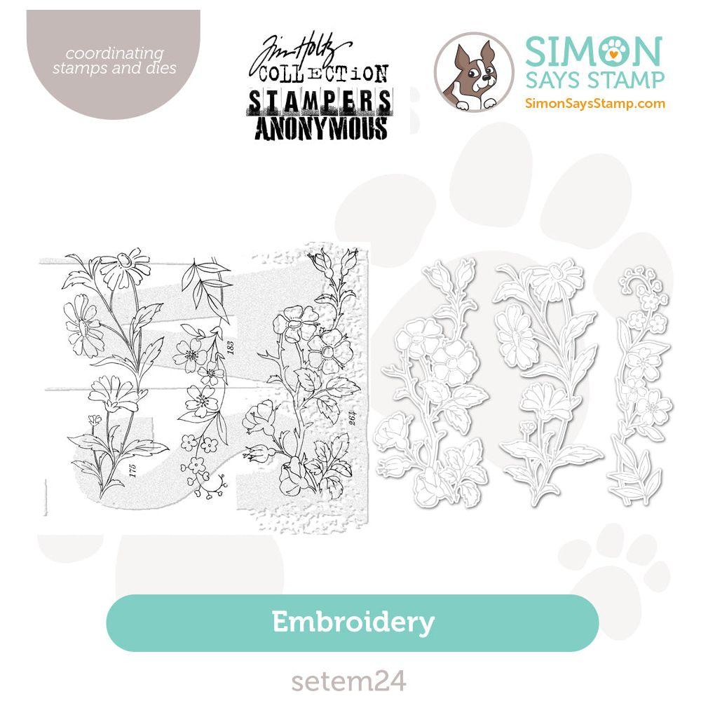 Tim Holtz Embroidery Stamps with Simon Says Stamp Dies Bundle setem24