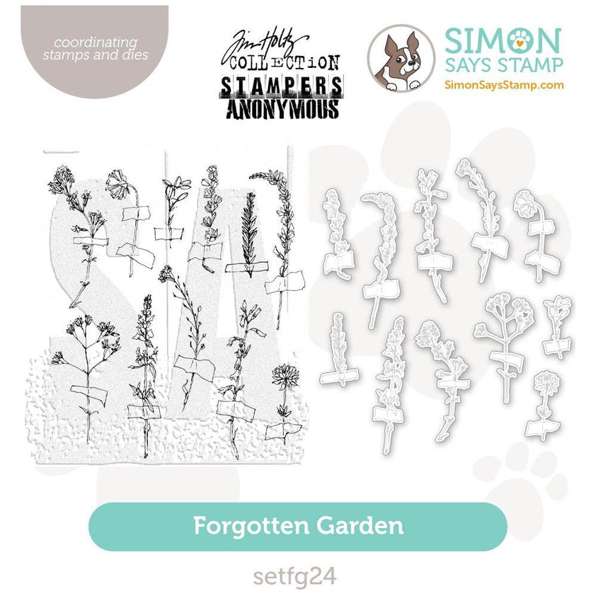 Tim Holtz Forgotten Garden Stamps with Simon Says Stamp Dies Bundle se