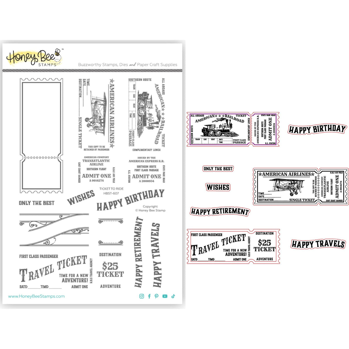 Honey Bee Ticket To Ride Stamp And Die Bundle – Simon Says Stamp