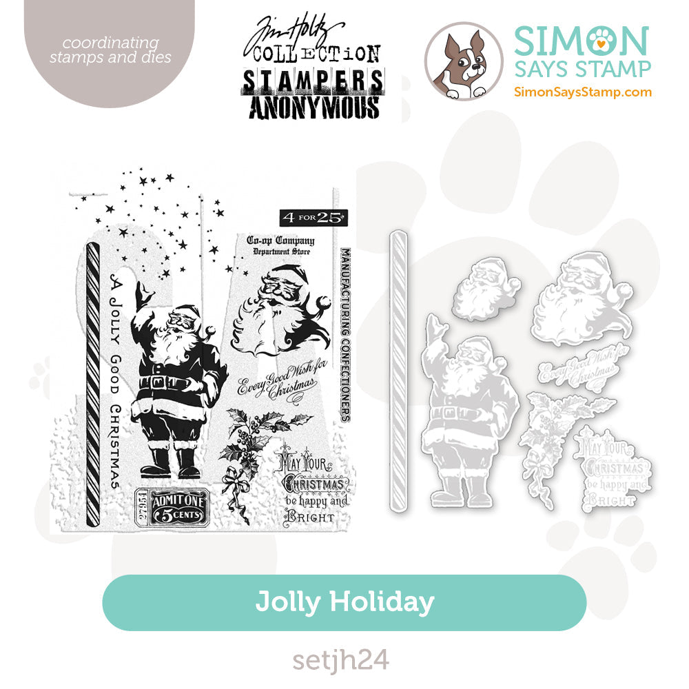 Tim Holtz Jolly Holiday Stamps with Simon Says Stamp Dies Bundle setjh