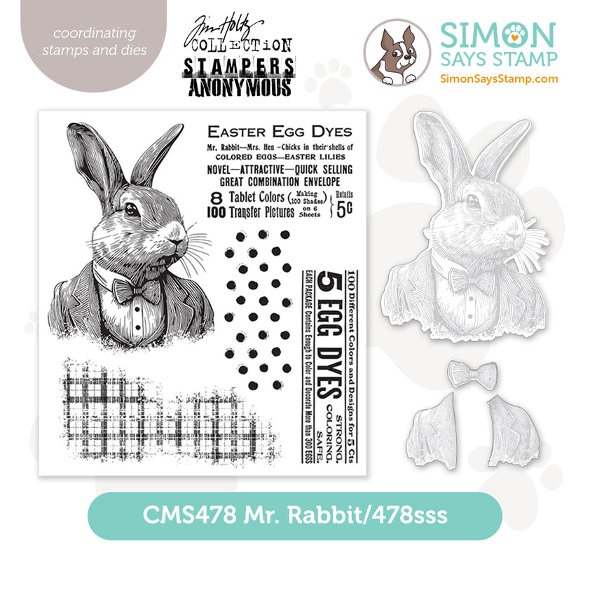 Tim Holtz Mr. Rabbit Stamps with Simon Says Stamp Dies Bundle setmr24