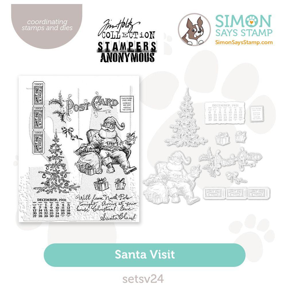 Tim Holtz Santa Visit Stamps with Simon Says Stamp Dies Bundle setsv24