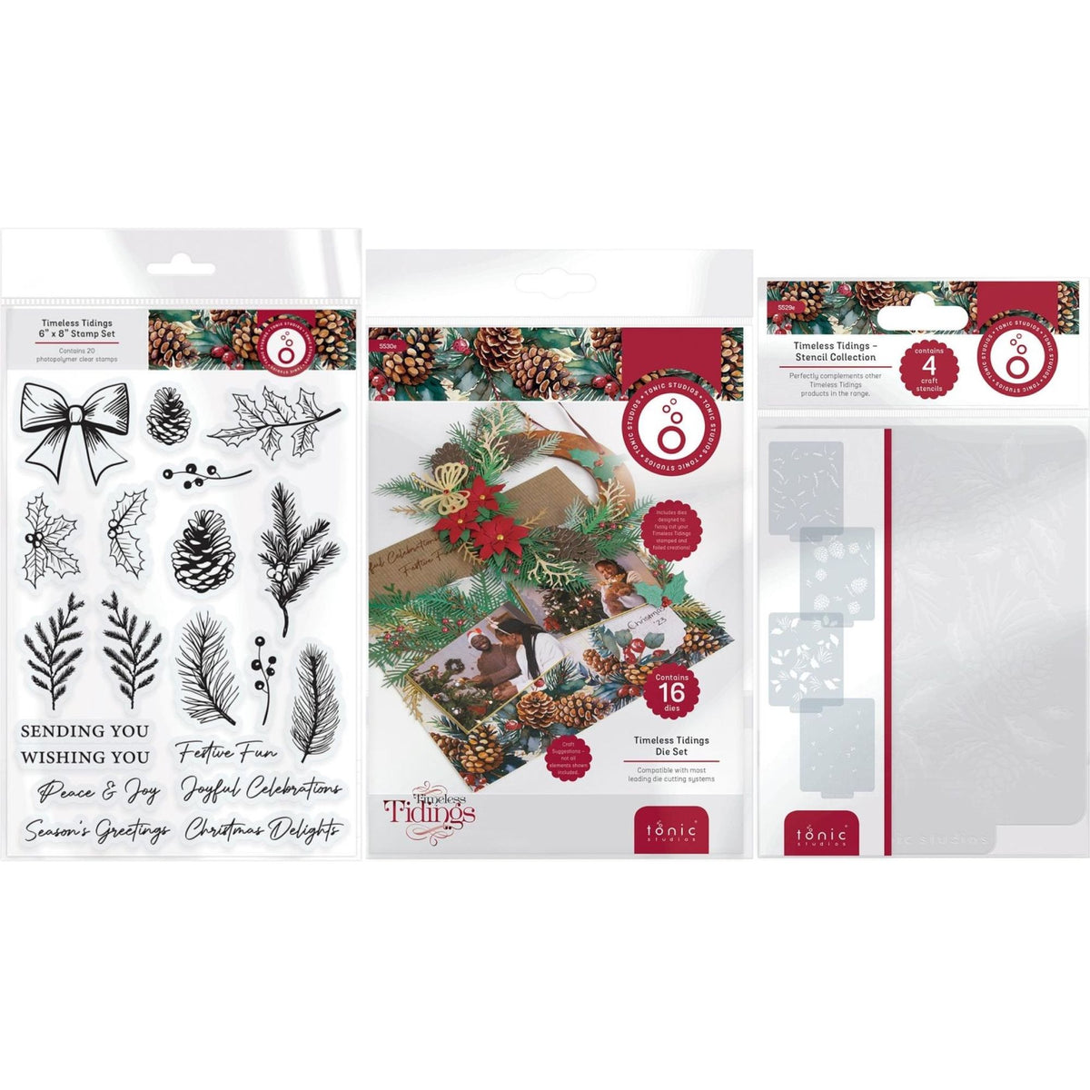 Tonic Timeless Tidings Stamps Dies And Stencils Bundle* – Simon Says Stamp