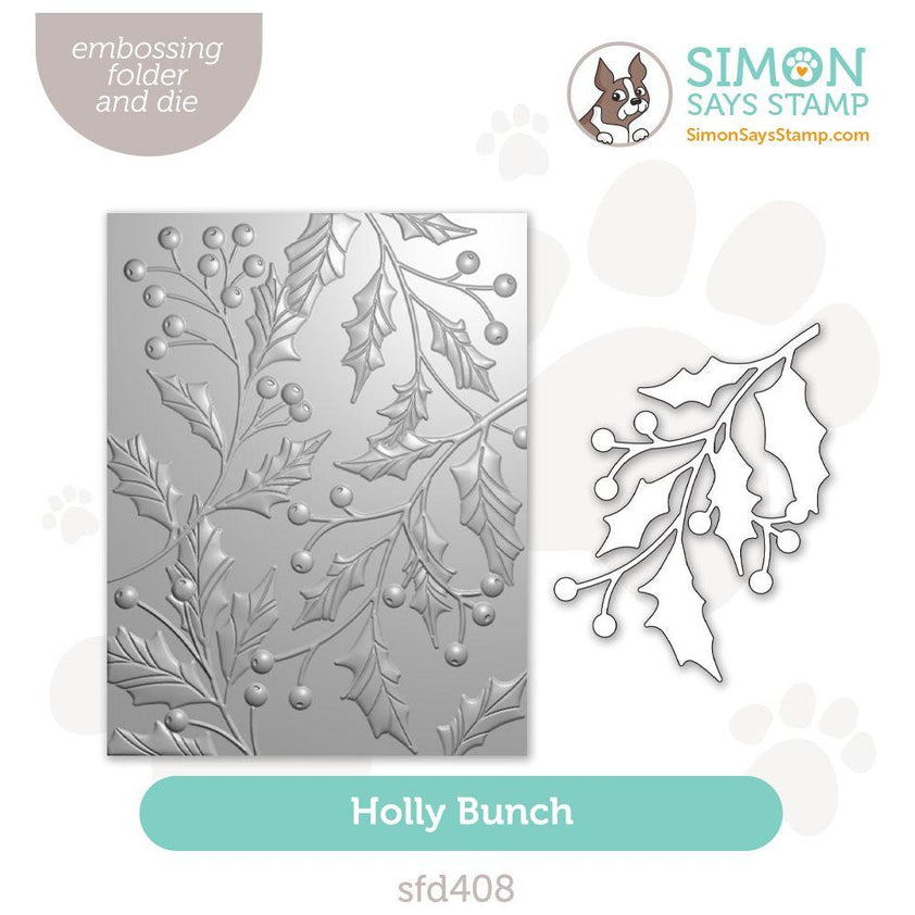 Simon Says Stamp Embossing Folder and Cutting Dies Holly Bunch sfd408