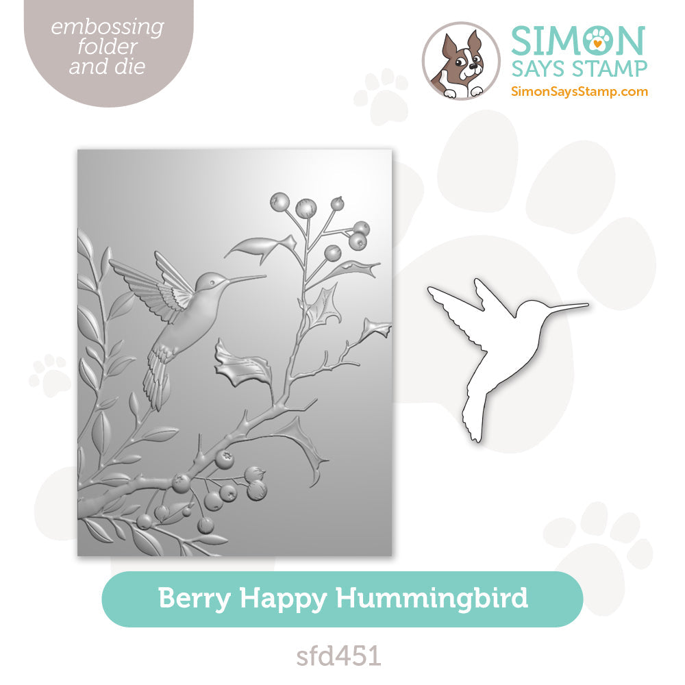 Simon Says Stamp Embossing Folder and Cutting Dies Berry Happy Humming
