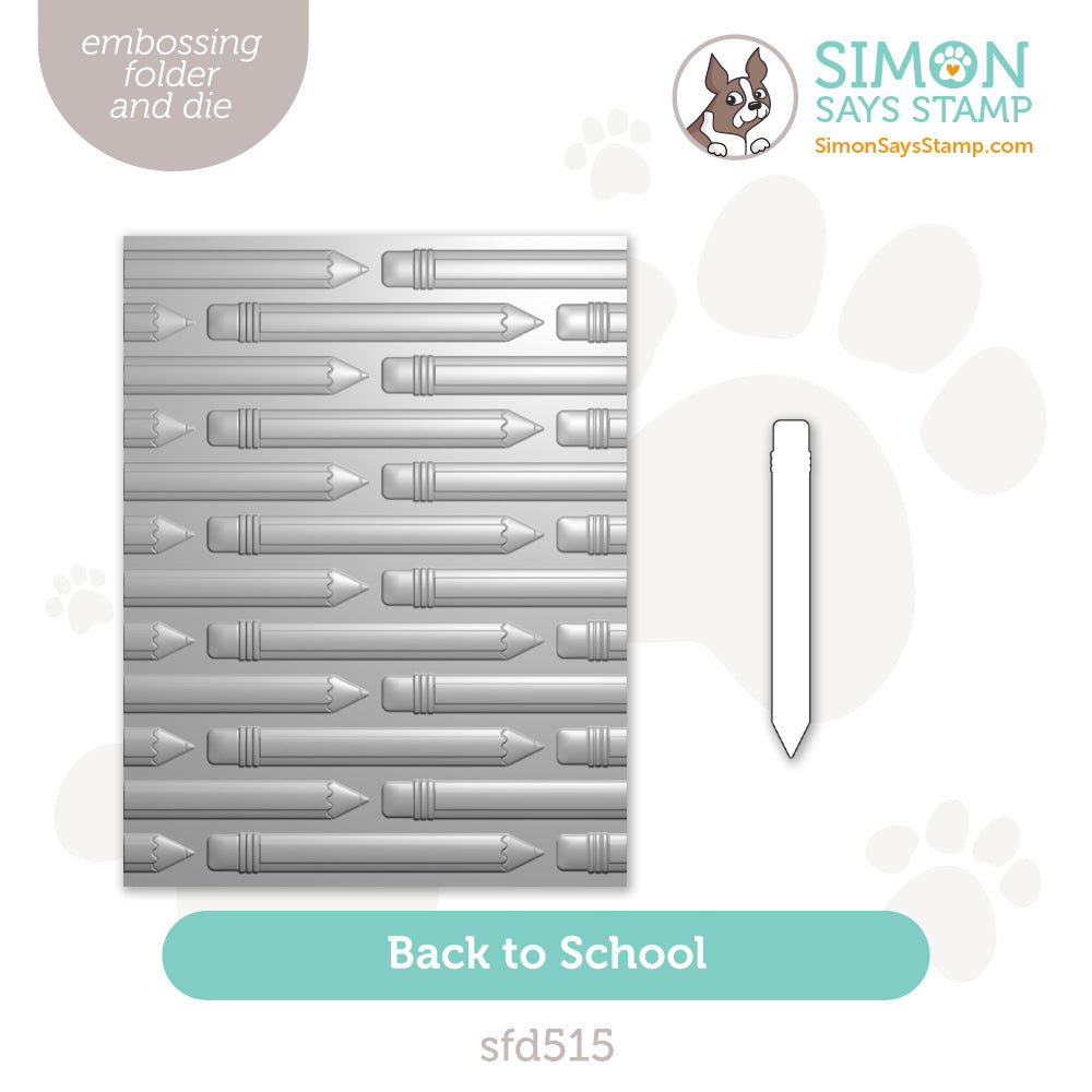 Simon Says Stamp Pencil Embossing Folder and Cutting Die Back to Schoo