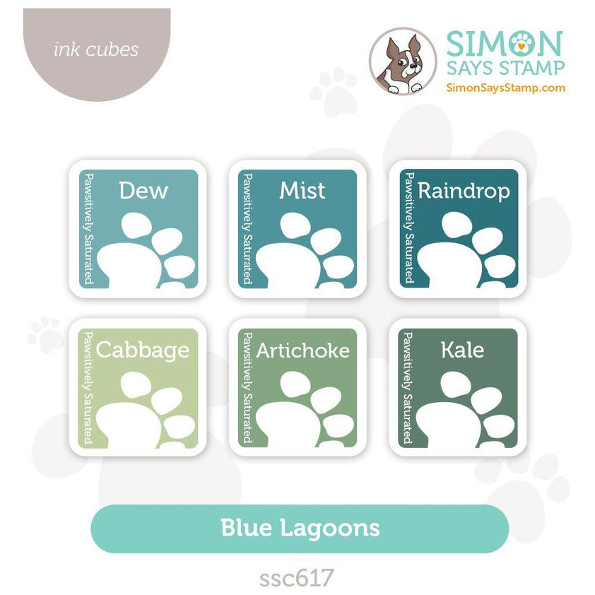 Simon Says Stamp Pawsitively Saturated Ink Cubes Blue Lagoons ssc617