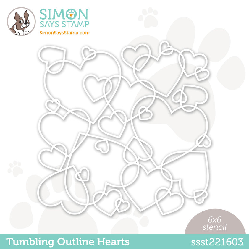 Simon Says Stamp Stencil TUMBLING OUTLINE HEARTS ssst221603