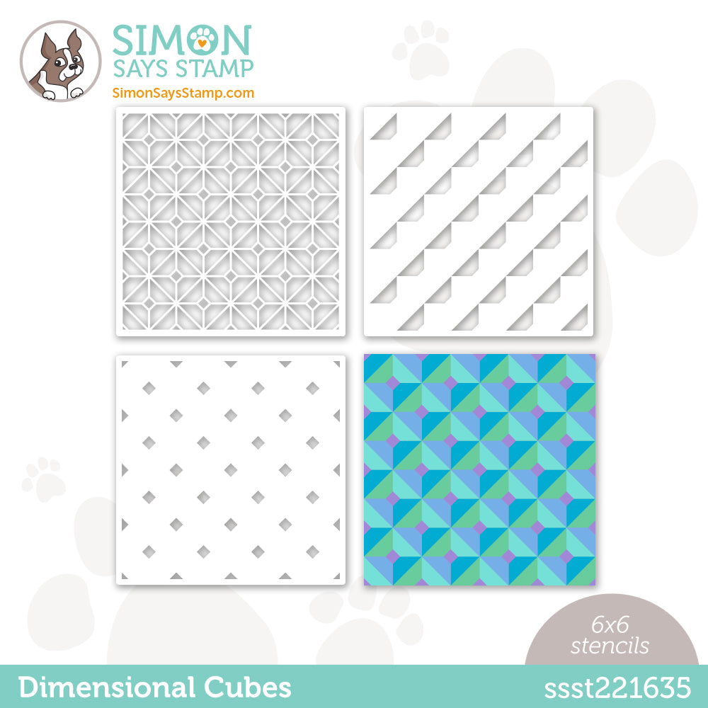 Simon Says Stamp Set of 3 Stencils DIMENSIONAL CUBES ssst221635