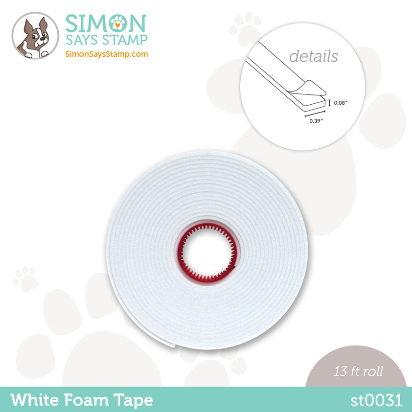 Simon Says Stamp Pawsitively Perfect WHITE FOAM TAPE 13 Ft Roll st0031