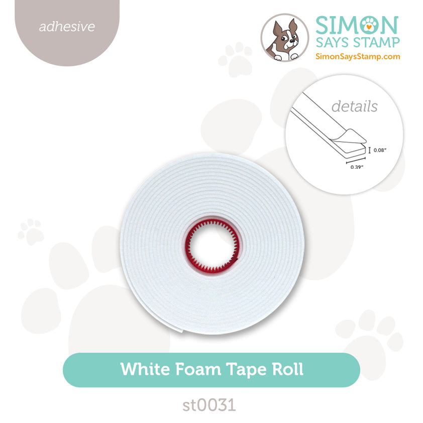 Simon Says Stamp Pawsitively Perfect WHITE FOAM TAPE 13 Ft Roll st0031