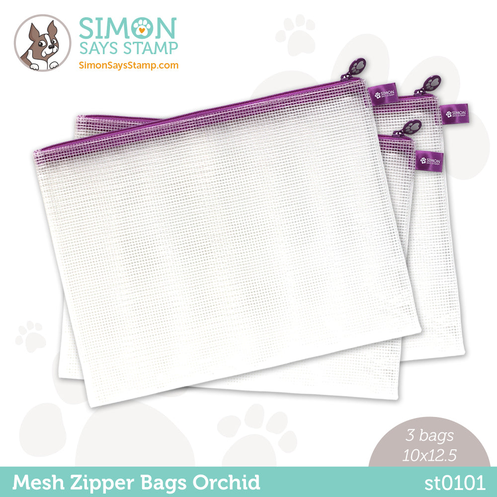 Simon Says Stamp Orchid Purple Mesh Zipper Bags 3 Pack