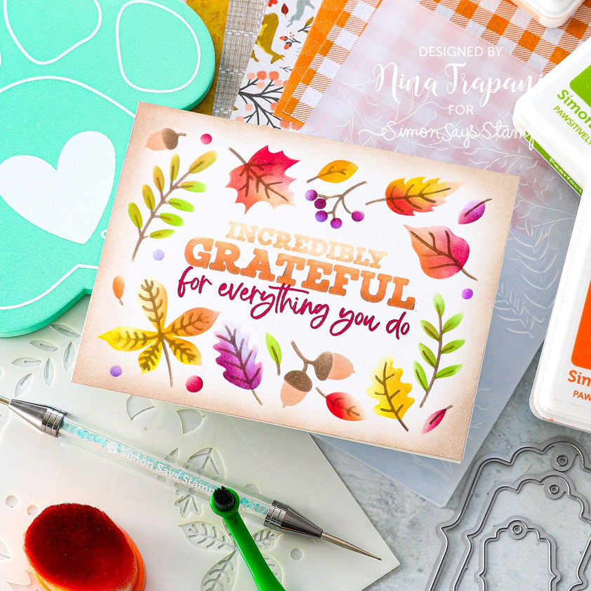 Simon Says Stamp Set of 2 Stencils Autumn Frame ssst221719