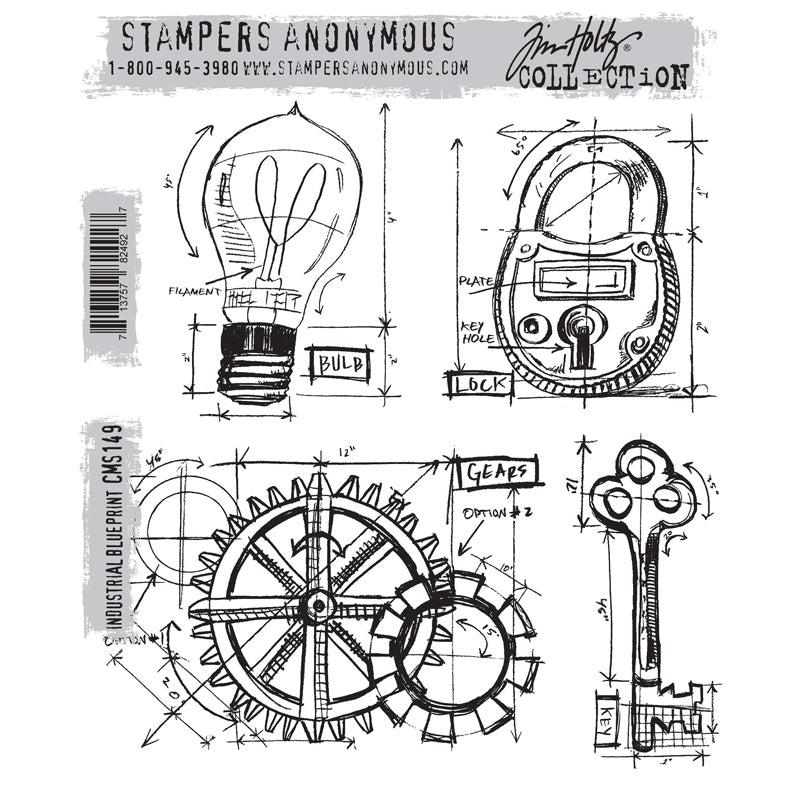 Tim Holtz Cling Rubber Stamps INDUSTRIAL BLUEPRINT CMS149 – Simon Says ...