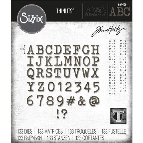 Tim Holtz Sizzix ALPHANUMERIC TINY TYPE UPPER Thinlits Die Set 664406 – Simon Says Stamp